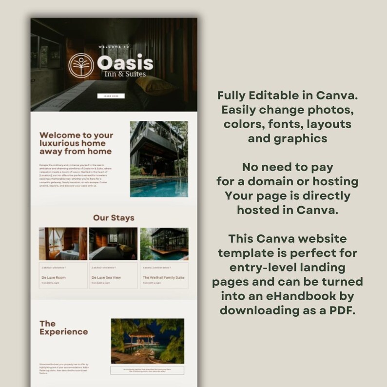 Oasis Hospitality Brand | Canva Website & Social Media Templates for ...