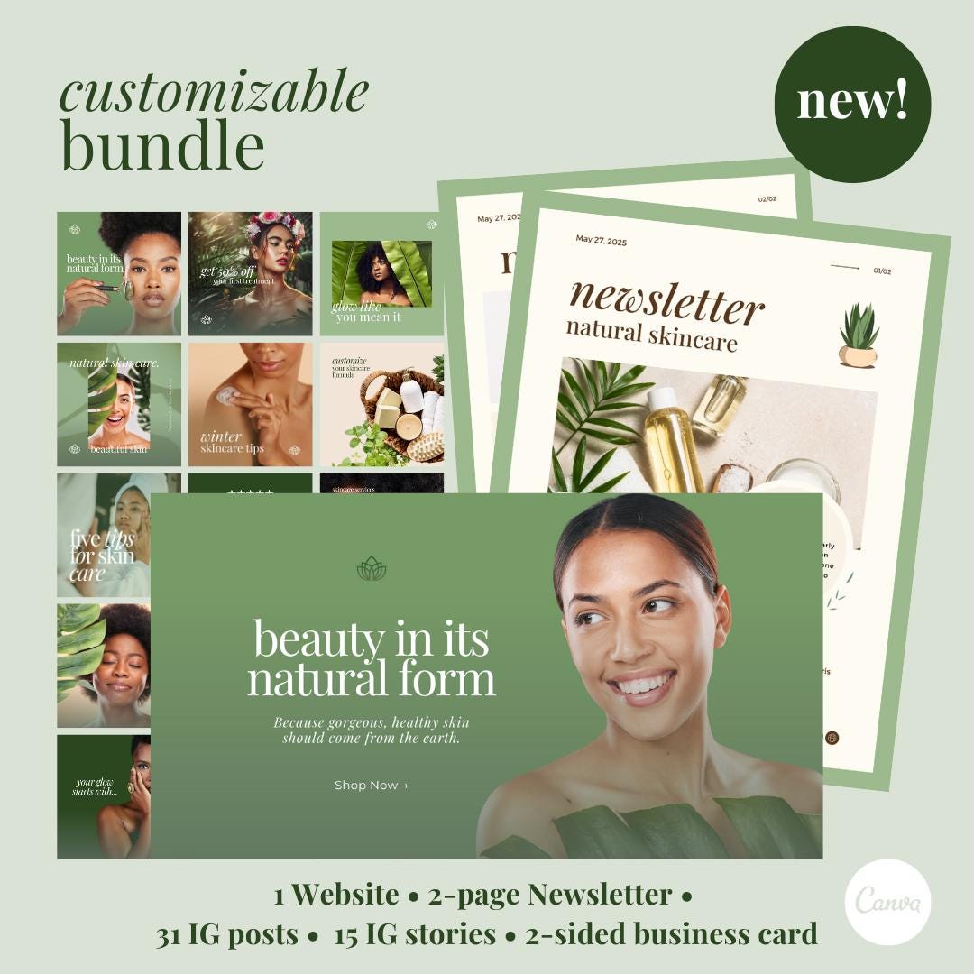 Natural Green Wellness | Canva Website & Social Media Templates for ...