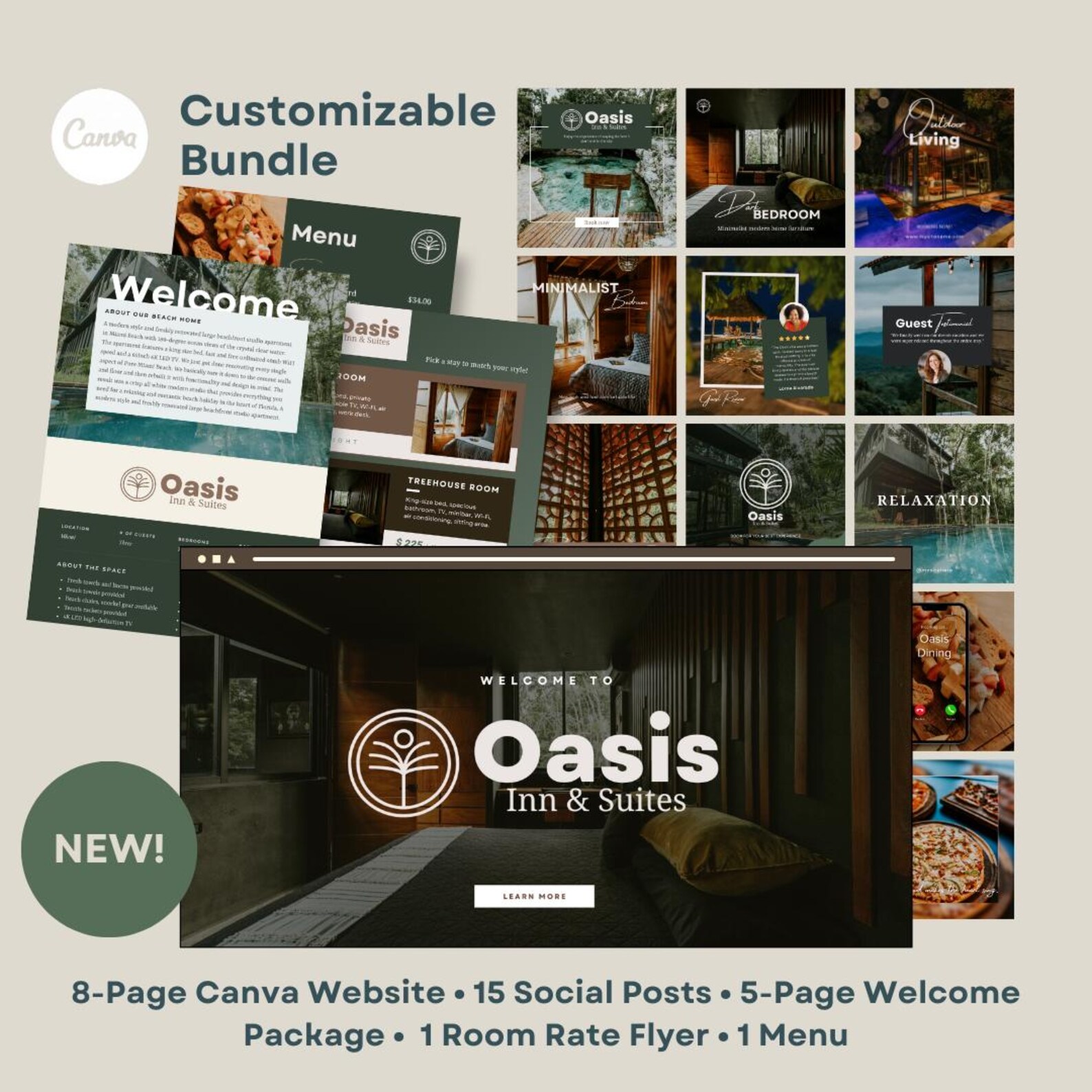 Oasis Hospitality Brand | Canva Website & Social Media Templates for ...