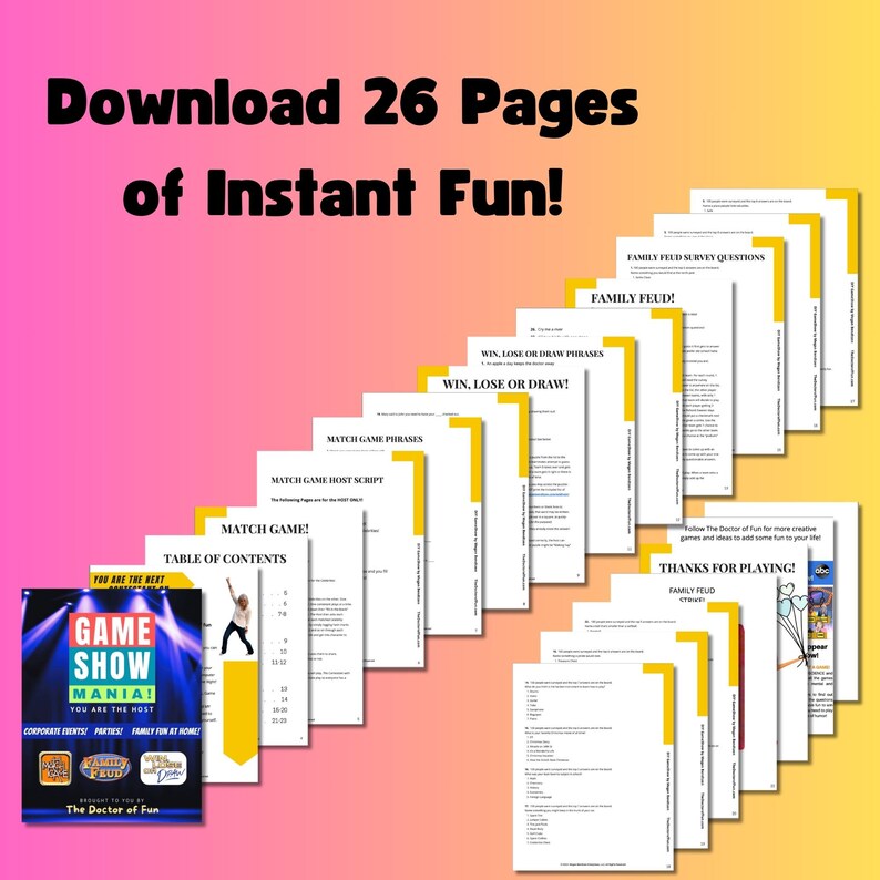 3 Printable Classic Game Shows for Live Event, Party or Family Game ...