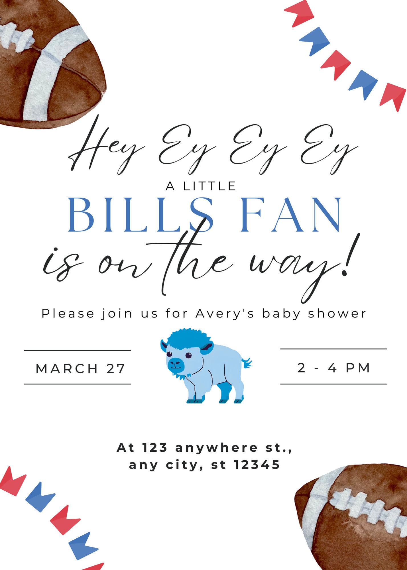 Buffalo Bills Baby Shower Invite or Birthday - Etsy