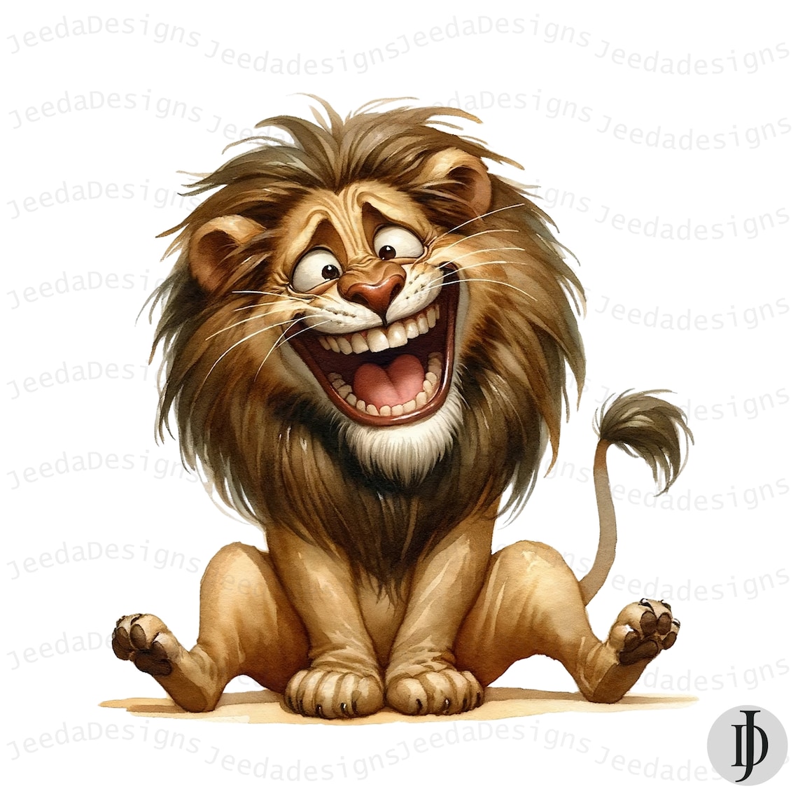 Funny Lion Clip Art PNG, Animal Clipart, Watercolor Illustration ...