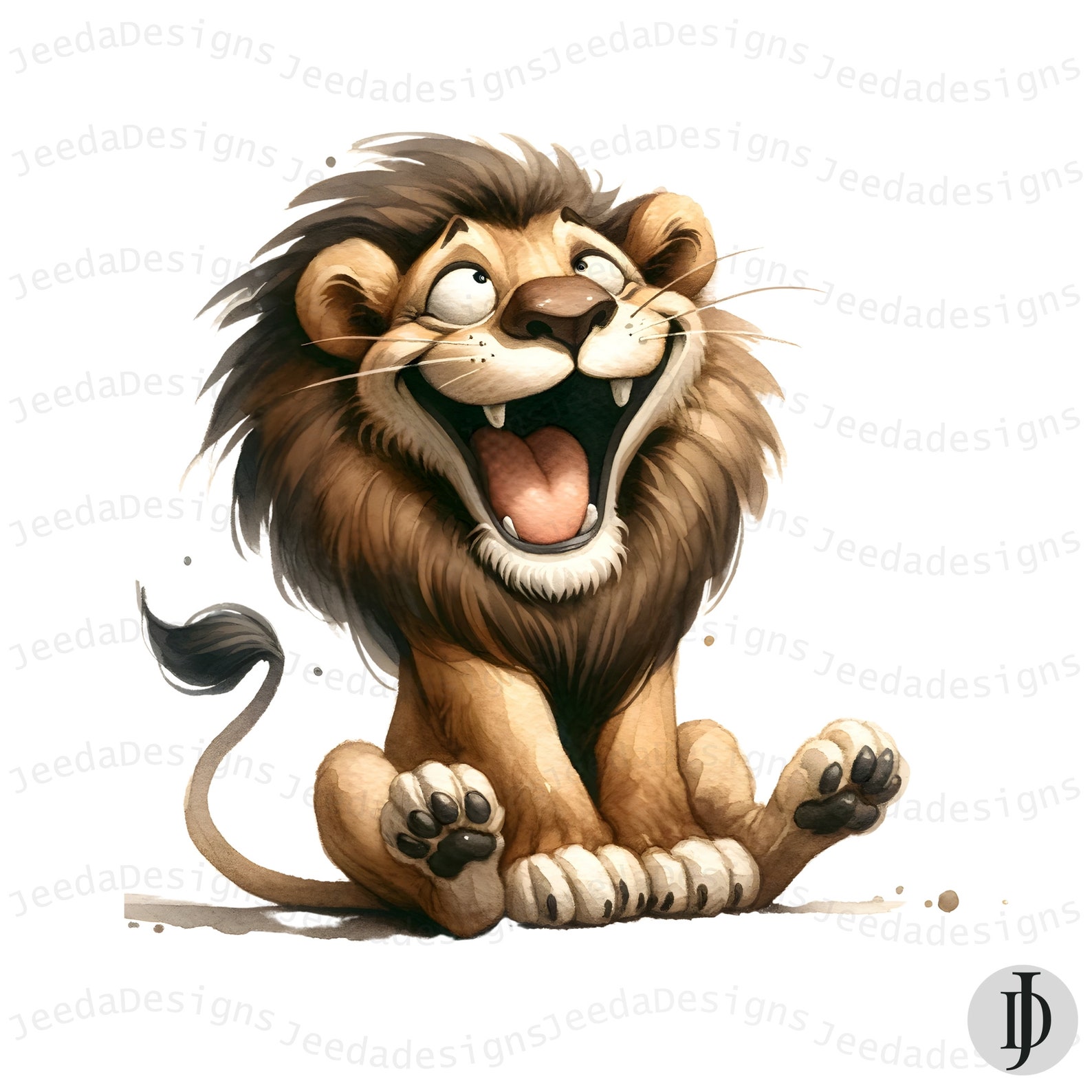 Funny Lion Clip Art PNG, Animal Clipart, Watercolor Illustration ...