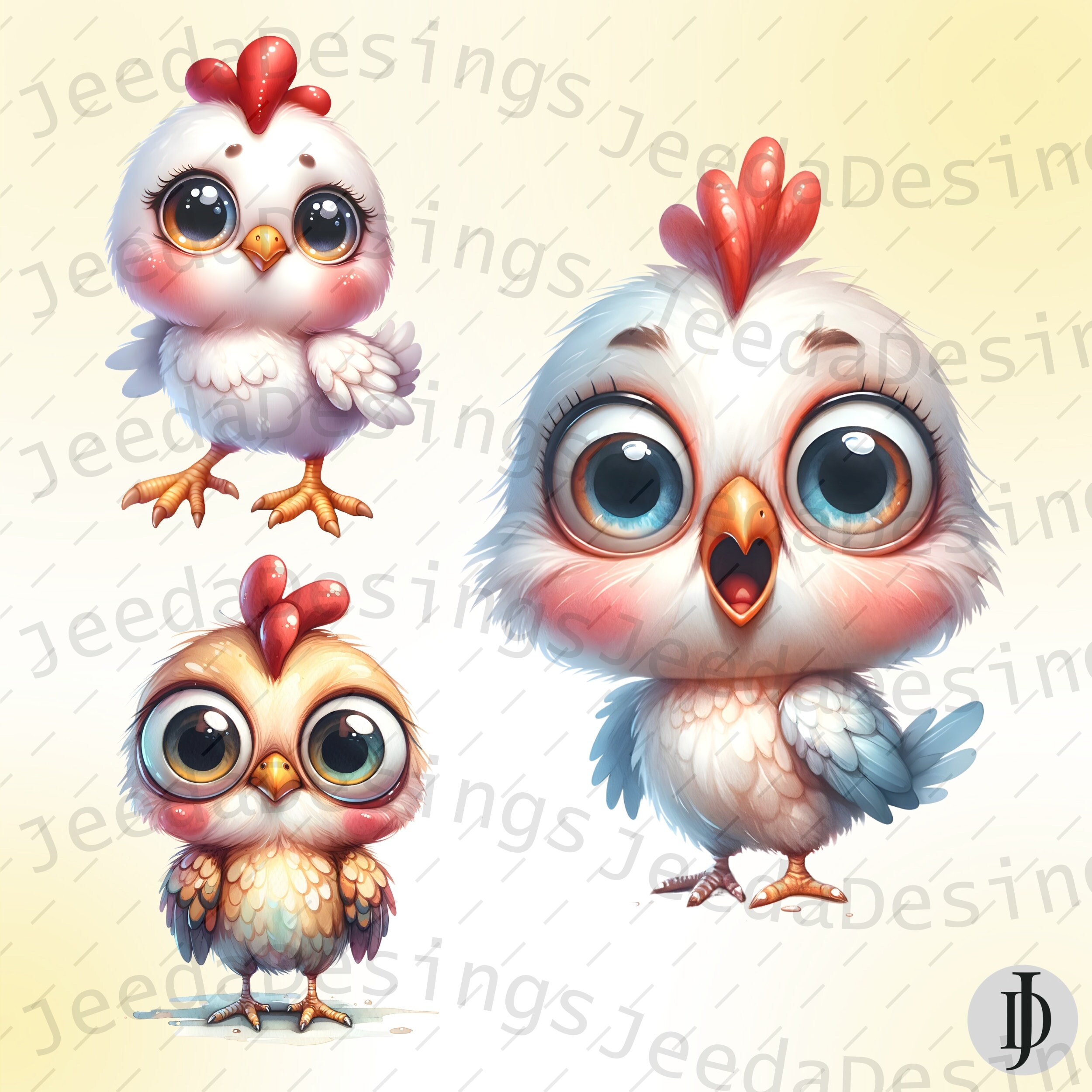 Funny Chick Clipart PNG, Watercolor Cartoons Clipart, Funny Animals ...
