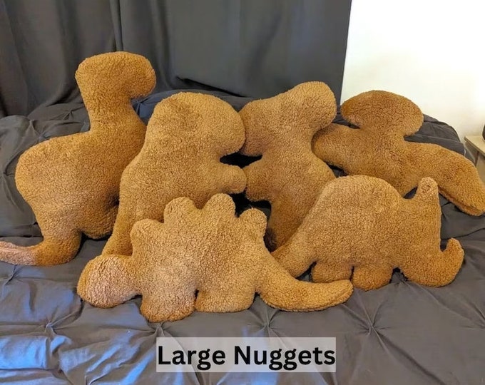 Large Dino Nuggie Couch Pillows Dino Nugget Plush Dinosaur Nugg Plushie Unique Throw Pillow Home ...