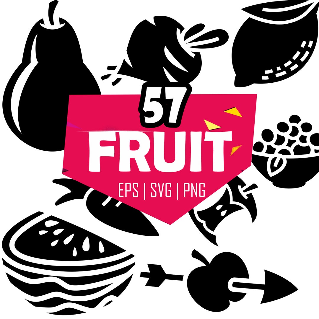 Fruit SVG Cut File Bundle Fruit Clipart PNG Digital Stamp Clipart ...