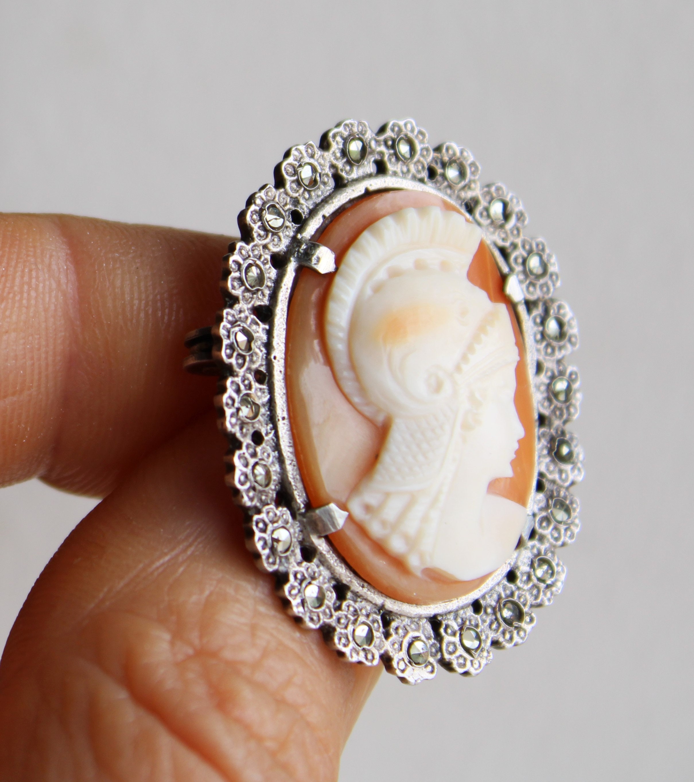 Athena the Goddess of Warfare Vintage Hand Carved Shell Cameo Brooch - Etsy