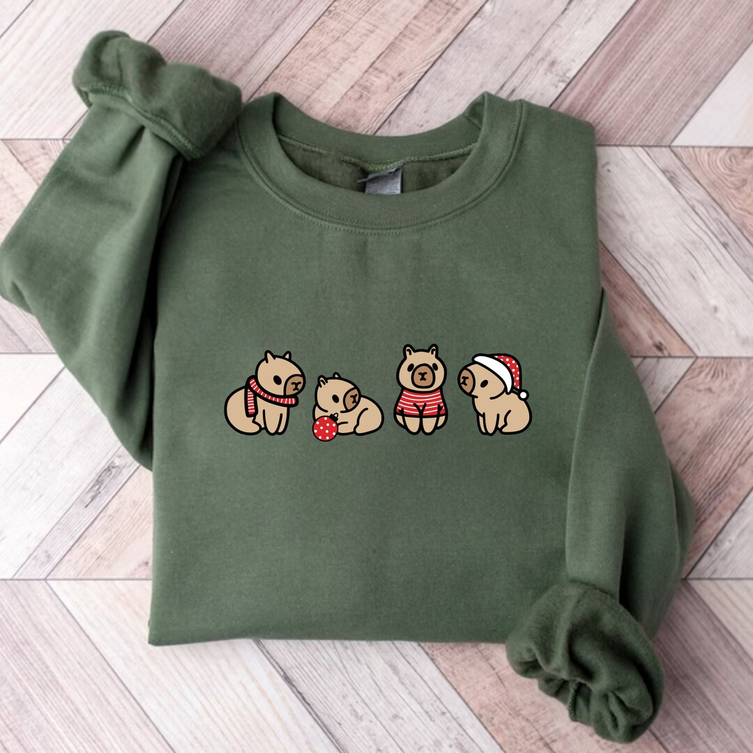 Capybara Sweatshirt, Capybara Clothing, Christmas Capybara Shirt ...