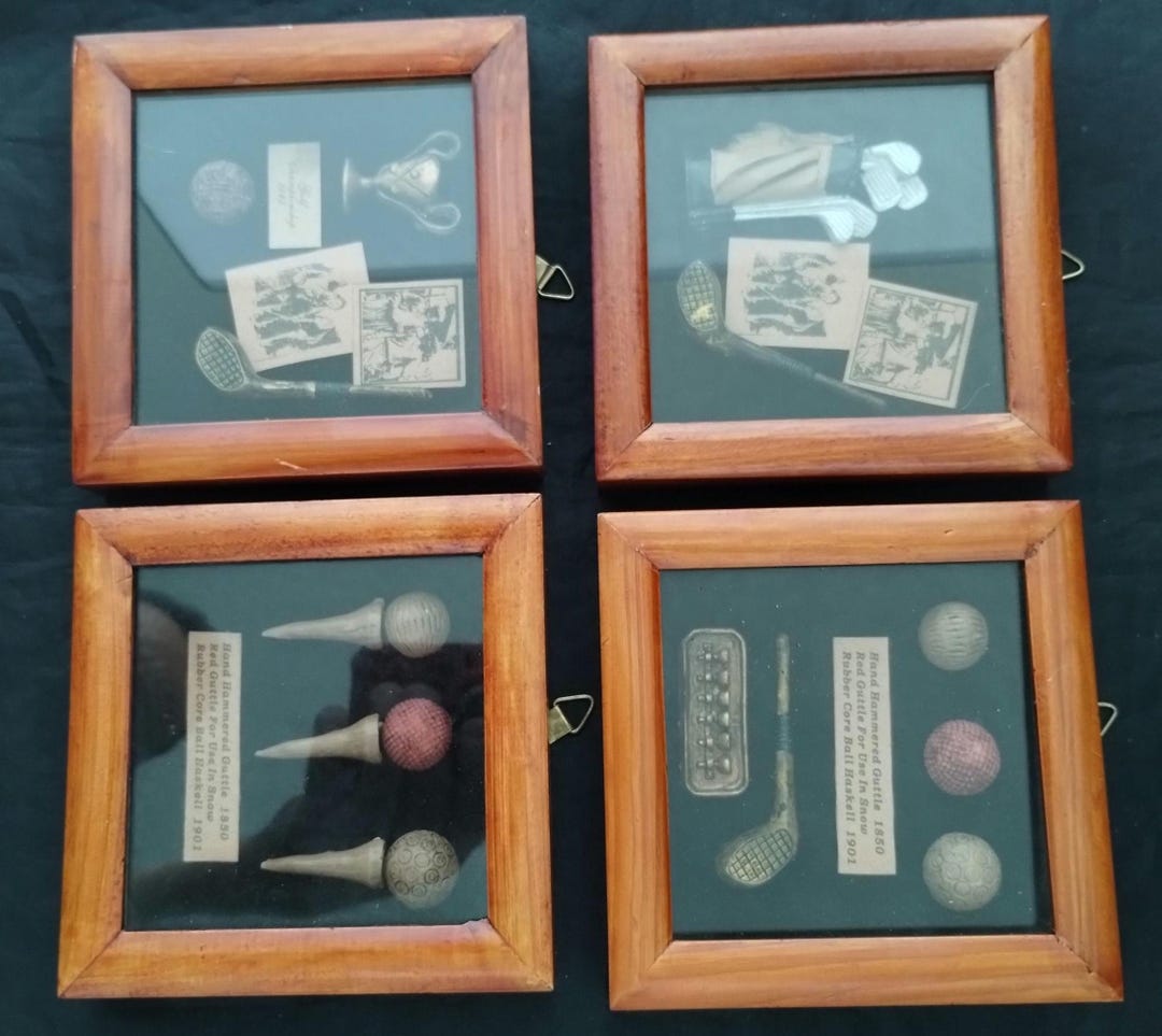 Golf Shadow Box " Golf Clubs Balls Tees " 3D Wall Art 4 3/4" X 4 3/4 ...