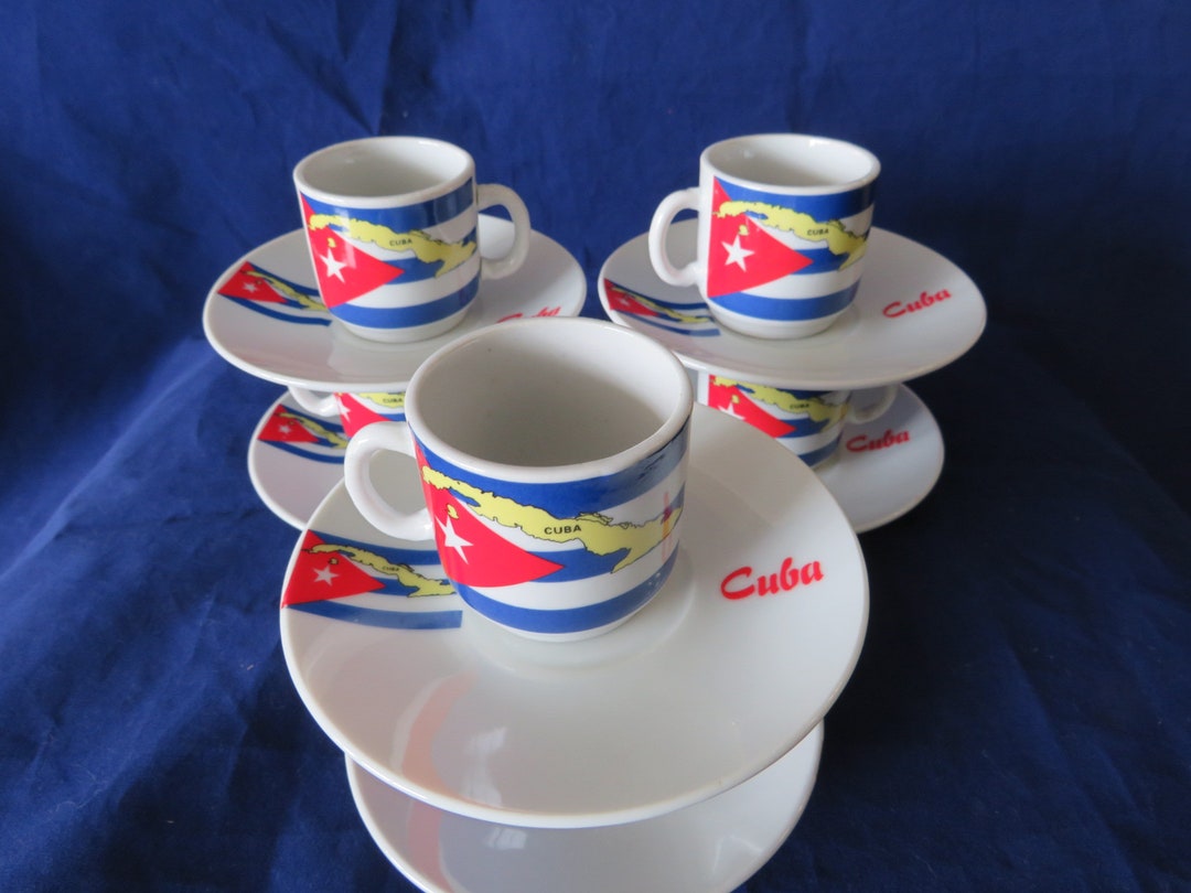Cuban Flag Espresso Cup Set: 2oz Cups, Saucers, Spoons (18 Piece) - Etsy