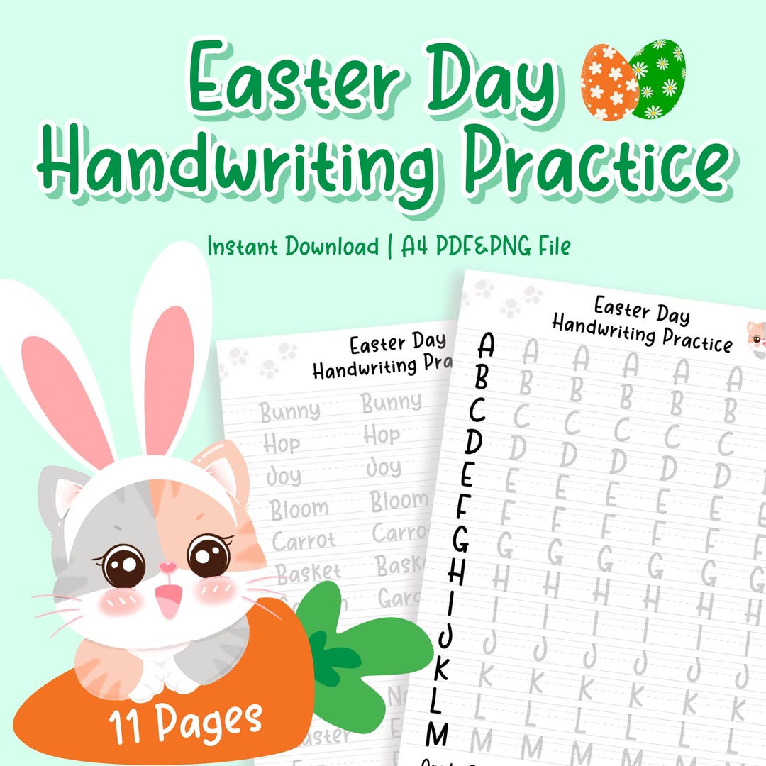 Easter Handwriting Practice Sheet, Printable Handwriting Worksheet ...