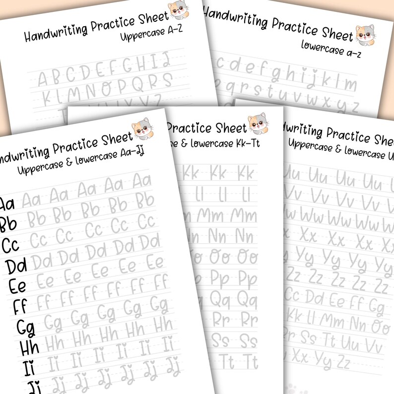 Handwriting Practice Sheets, Printable Handwriting Worksheets, Alphabet ...
