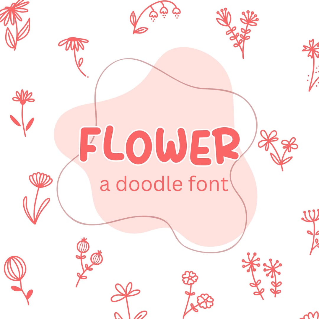 Doodle Font, Floral Fonts, Procreate Fonts, A Hand-drawn Doodle Font ...