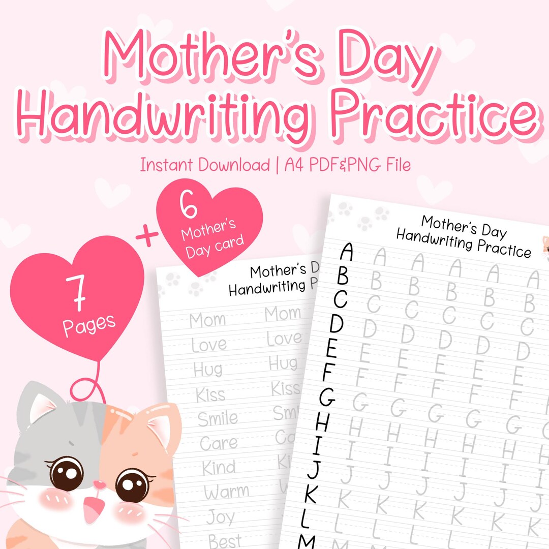 Mother's Day Handwriting Practice Sheet, Printable Handwriting ...