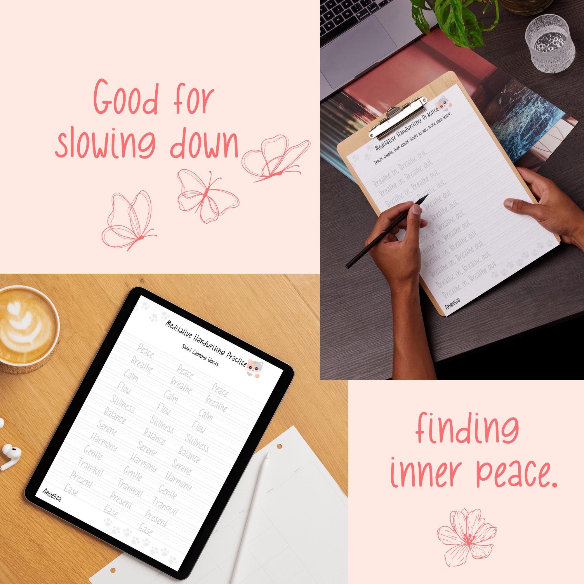 Handwriting Practice Sheet, Printable Handwriting Worksheet, Alphabet ...