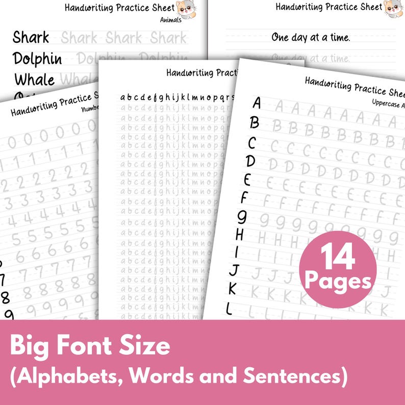 Handwriting Practice Sheets, Printable Handwriting Worksheets, Alphabet ...