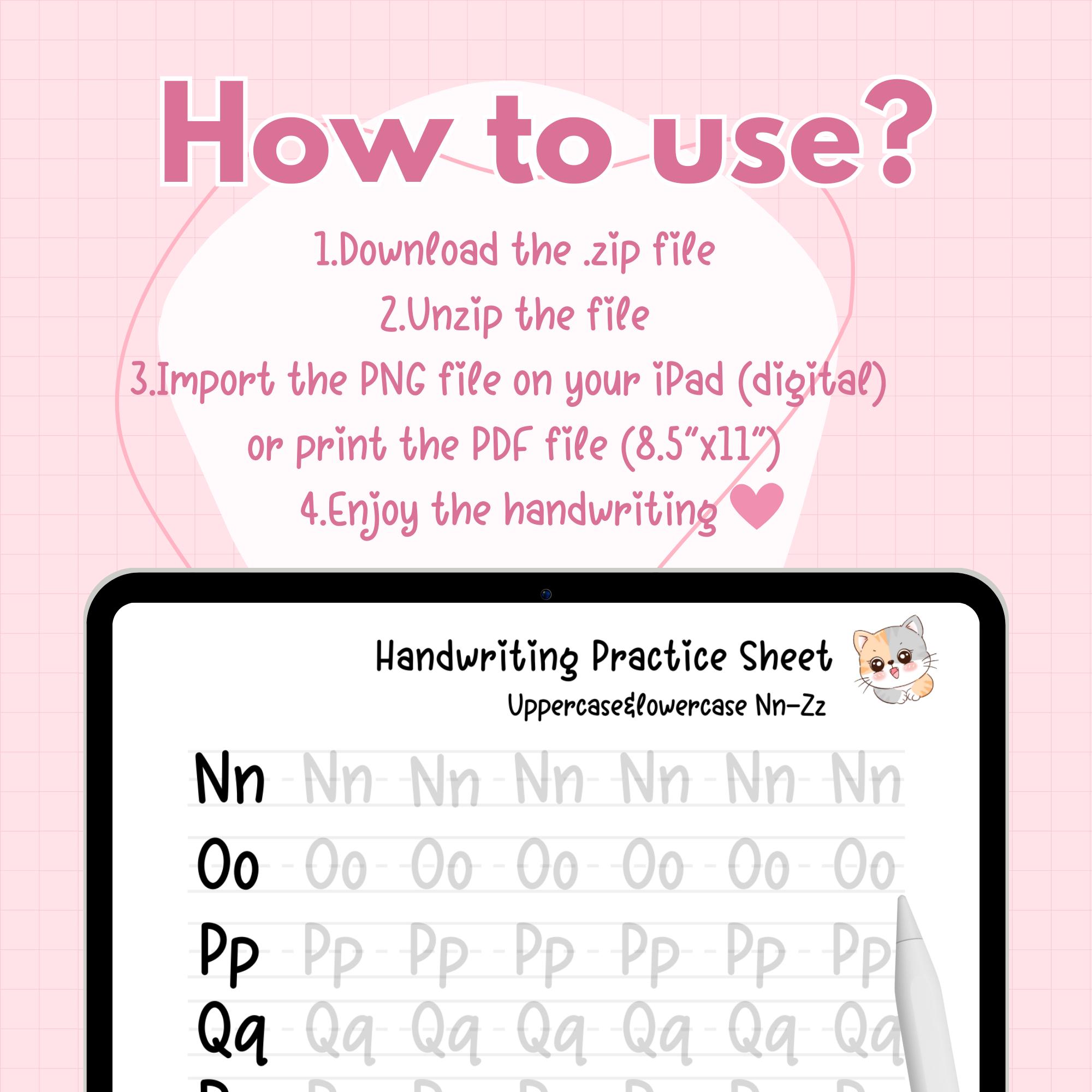 Handwriting Practice Sheets, Printable Worksheets, Alphabet Writing ...