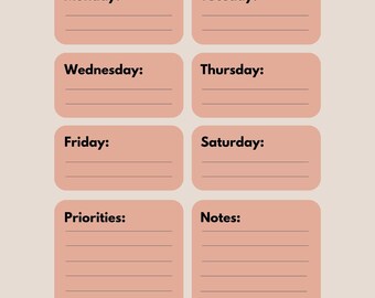 Gold Weekly Planner, Printable. - Etsy