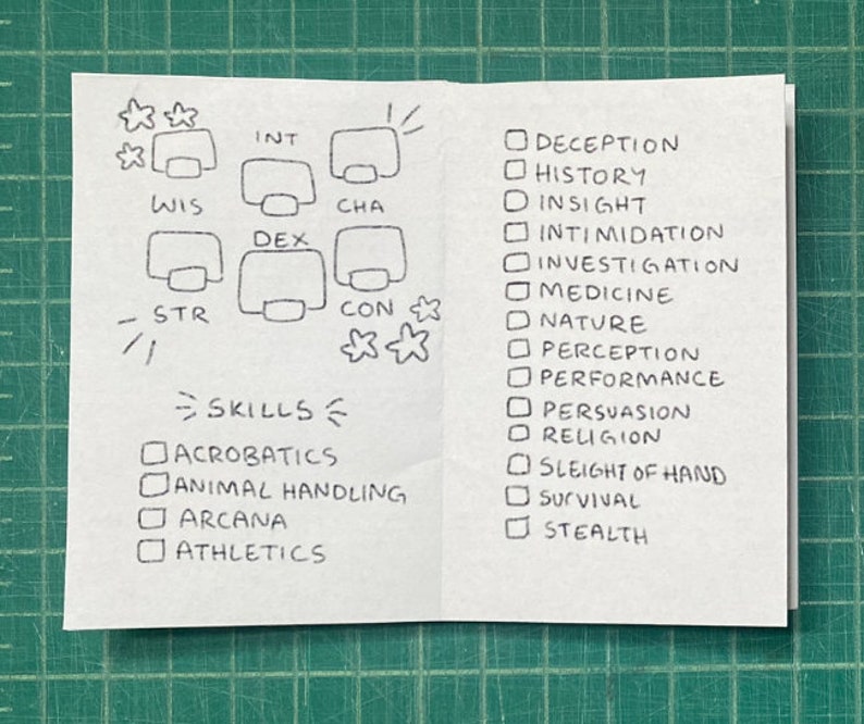 Dungeons and Dragons Character Sheet Zine - Etsy Australia