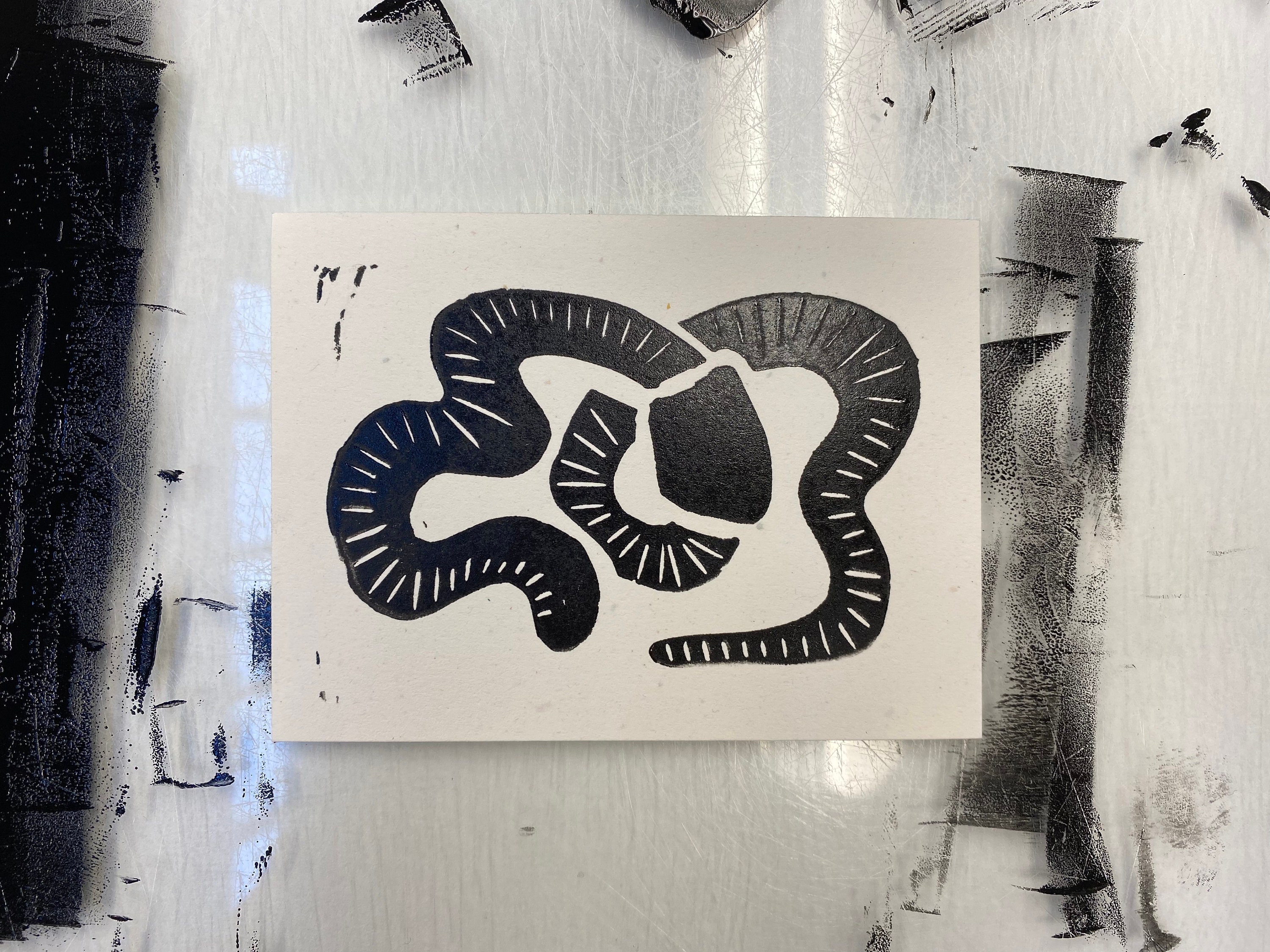 Worm Linocut Block Stamp Print - Etsy
