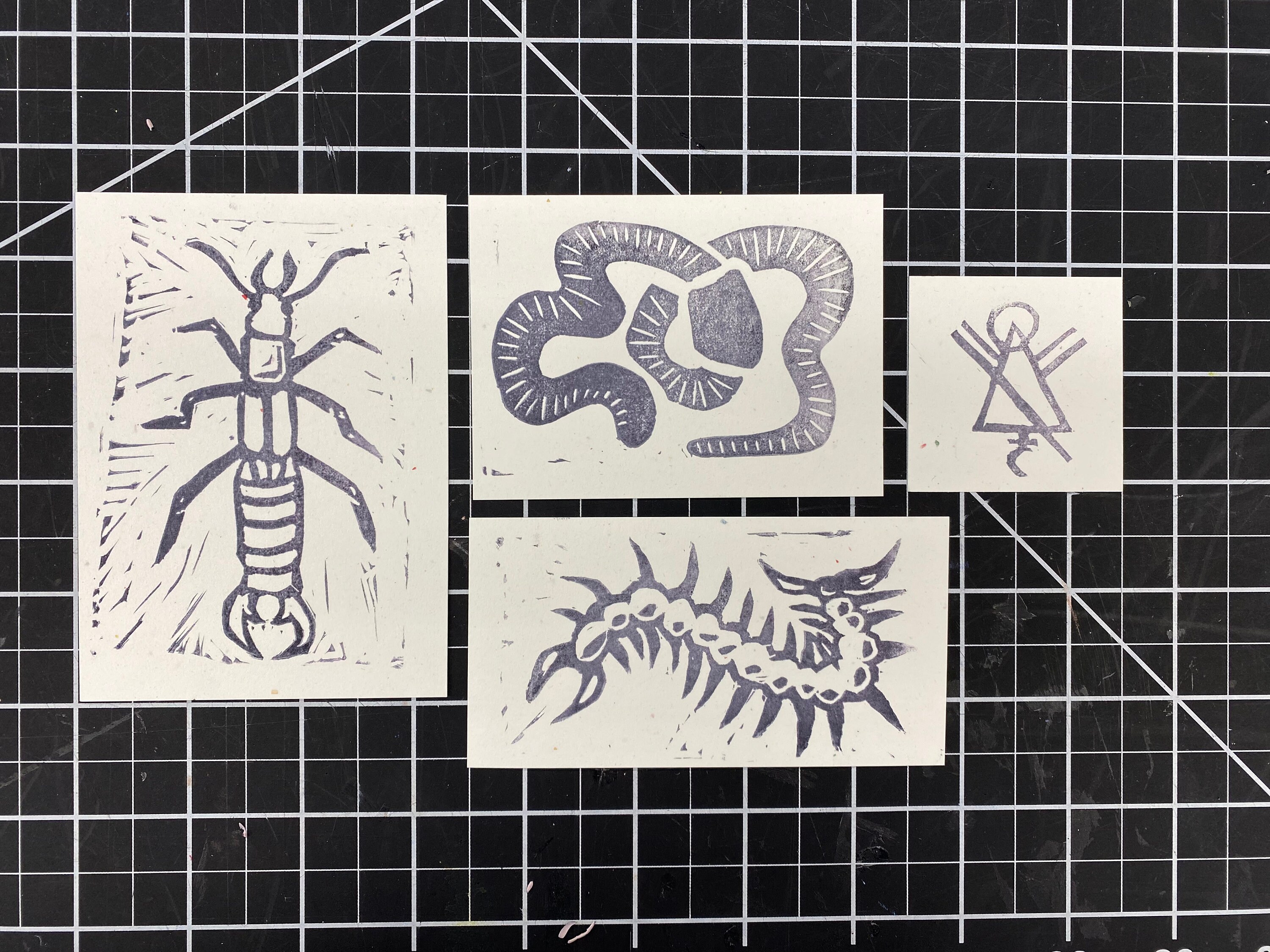 Worm Linocut Block Stamp Print - Etsy