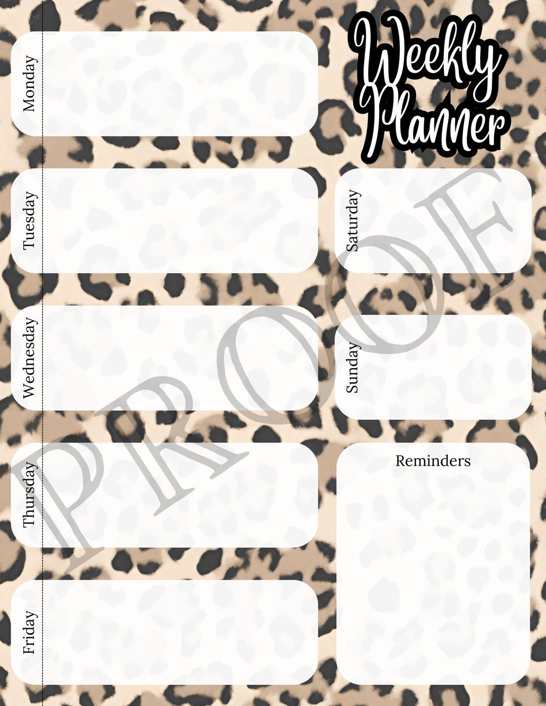 Weekly Planner Printable in Leopard - Etsy