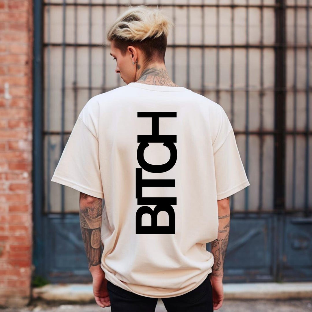 Slang B Word Tshirt, Backside Graphic, Attention Getting Apparel - Unisex Tee, Cool Tee, Trendy ...