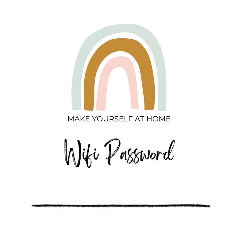 Rainbow Wifi Password Signs (digital Download) - 5 Customizable Signs ...