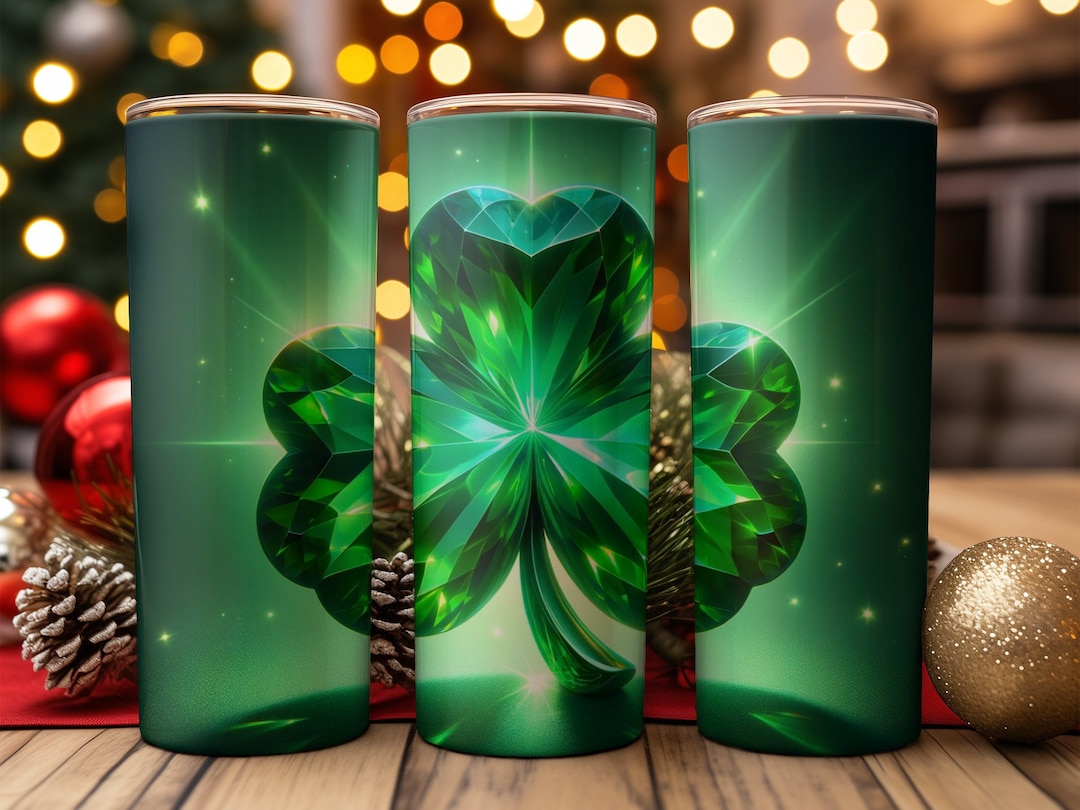 3D Shamrock Gem 20ozs Skinny Tumbler Wrap Designs Sublimation, Tumbler ...
