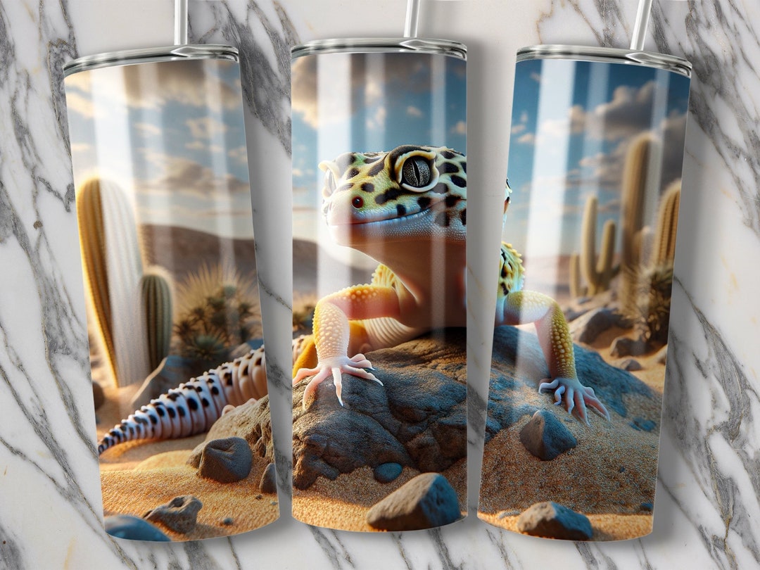 3D Leopard Gecko Tumblerful Tumbler 20ozs Skinny Tumbler Wrap Designs ...