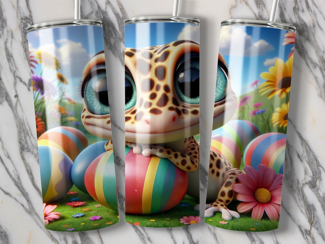 3D Leopard Gecko Easter Tumblerful 20ozs Skinny Tumbler Wrap Designs ...