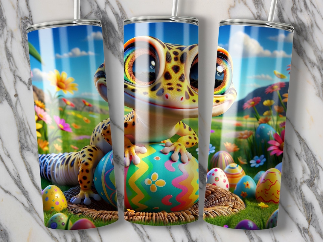 3D Leopard Gecko Easter Tumblerful 20ozs Skinny Tumbler Wrap Designs ...