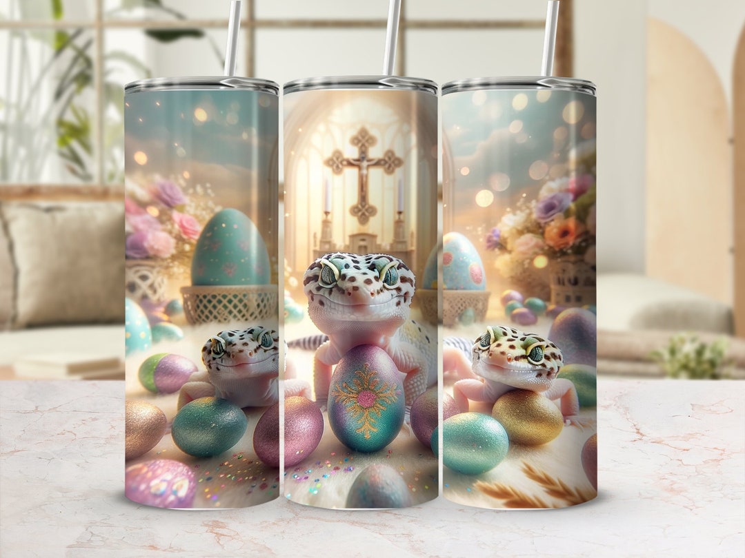 3D Leopard Gecko Easter Blessings 20ozs Skinny Tumbler Wrap Designs ...