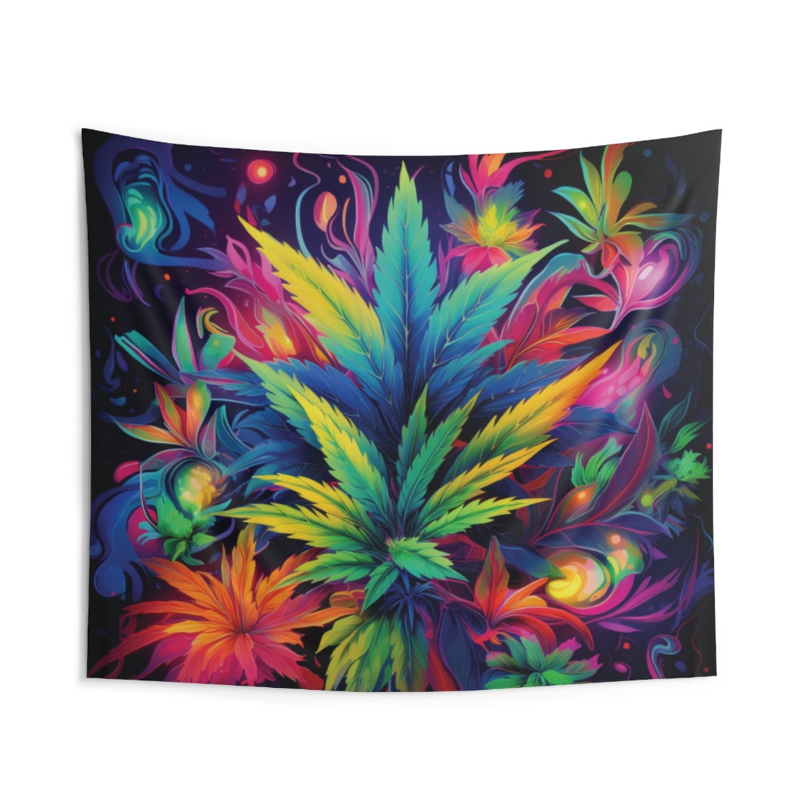 Psychedelic Herb Wonderland: Marijuana Trippy Wall Art Tapestry - Etsy Canada