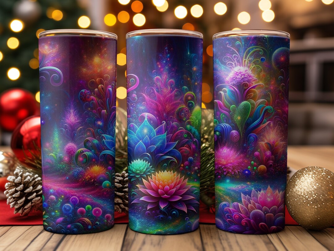 3D Trippy Lotus Flowers 20ozs Skinny Tumbler Wrap Designs Sublimation ...