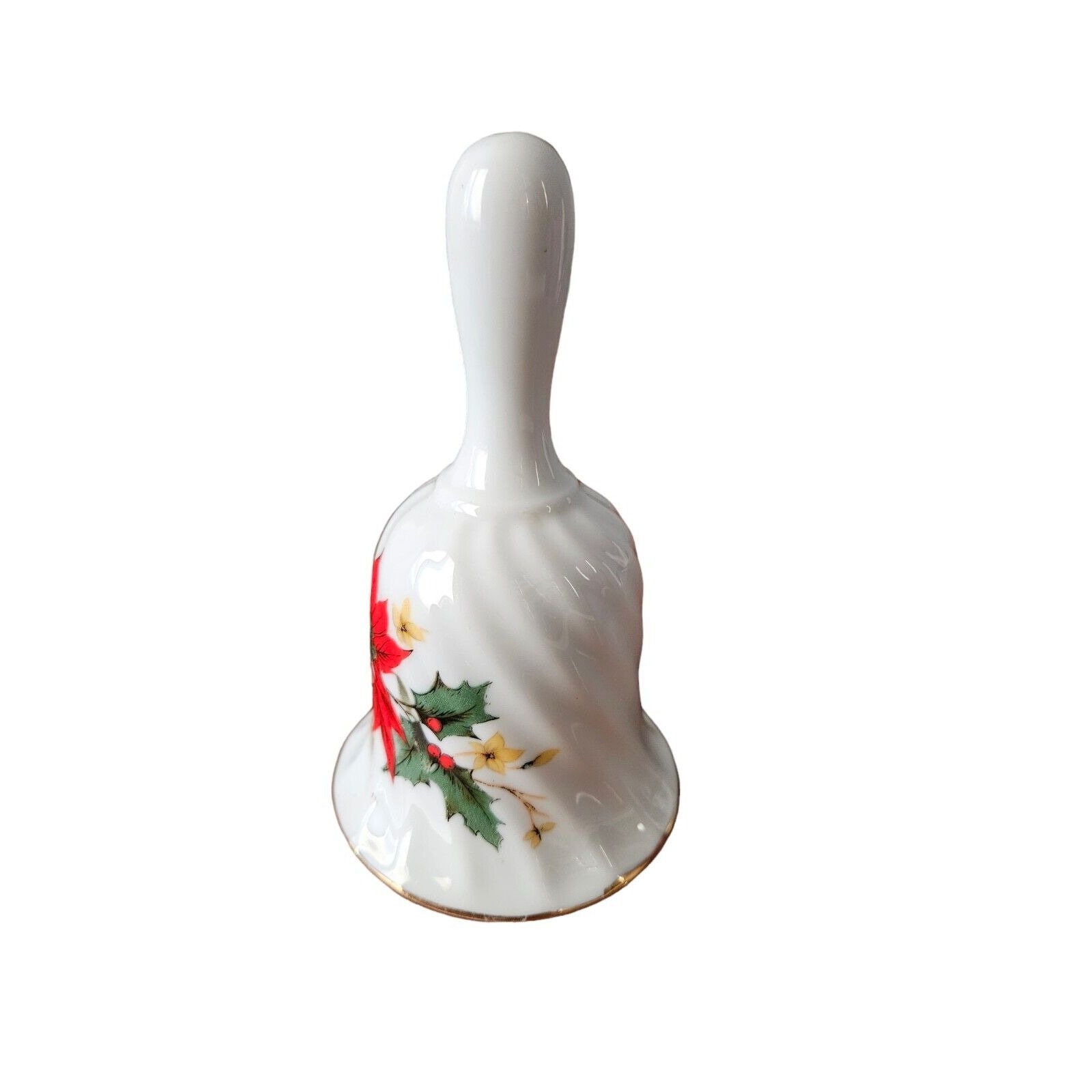 Beautiful Vintage White Porcelain Bell W/red Poinsettia 5" Tall W/gold ...