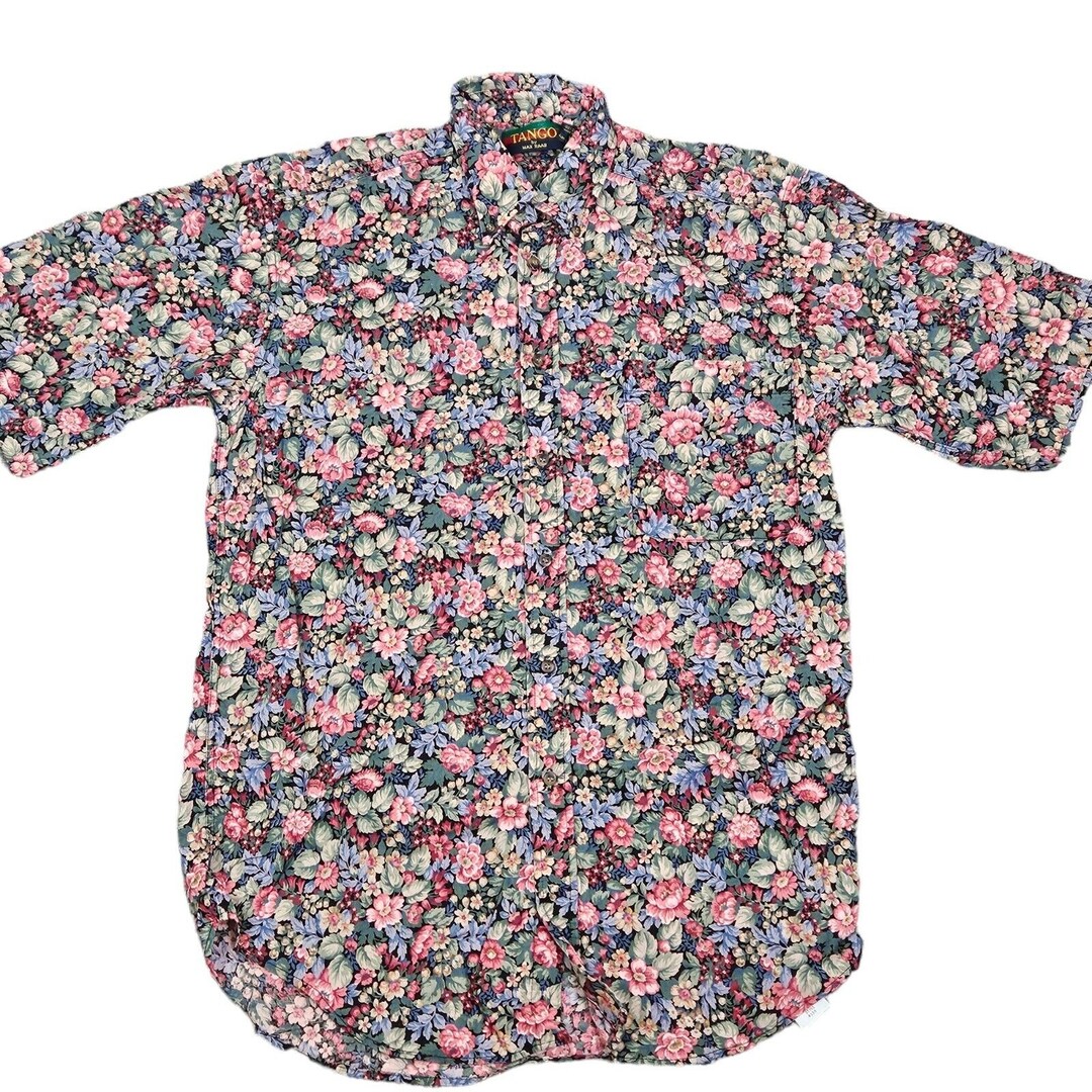 Vintage Tango by Max Raab Mens Multicolor Flower Floral Button up Shirt ...