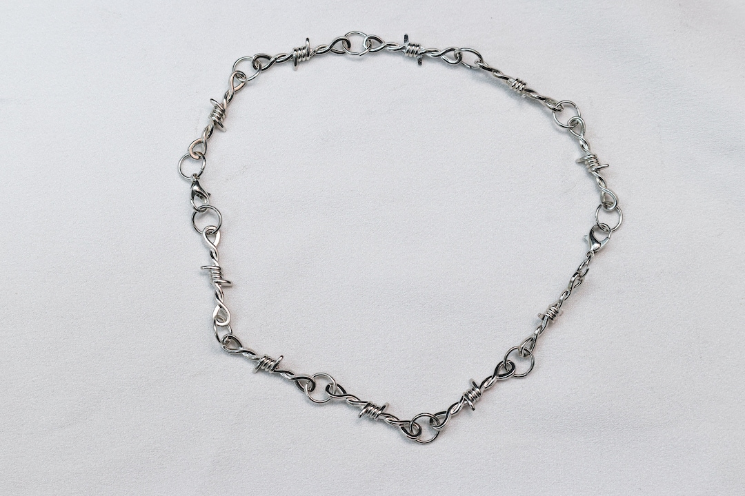 Barbed Wire Silver Necklace Emo Goth Cool Fashion Rock Tattoo Edgy - Etsy