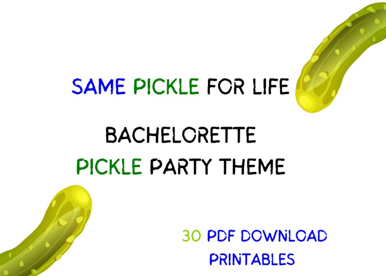 Bachelorette Pickle Party Theme PDF Printable - Etsy