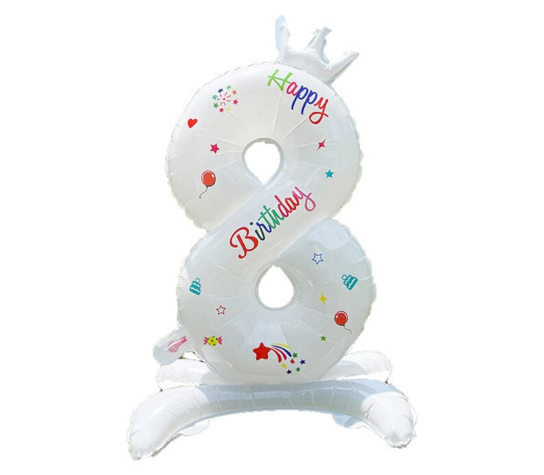 Number 8 Crown White Birthday Balloon Party Decorations - Etsy