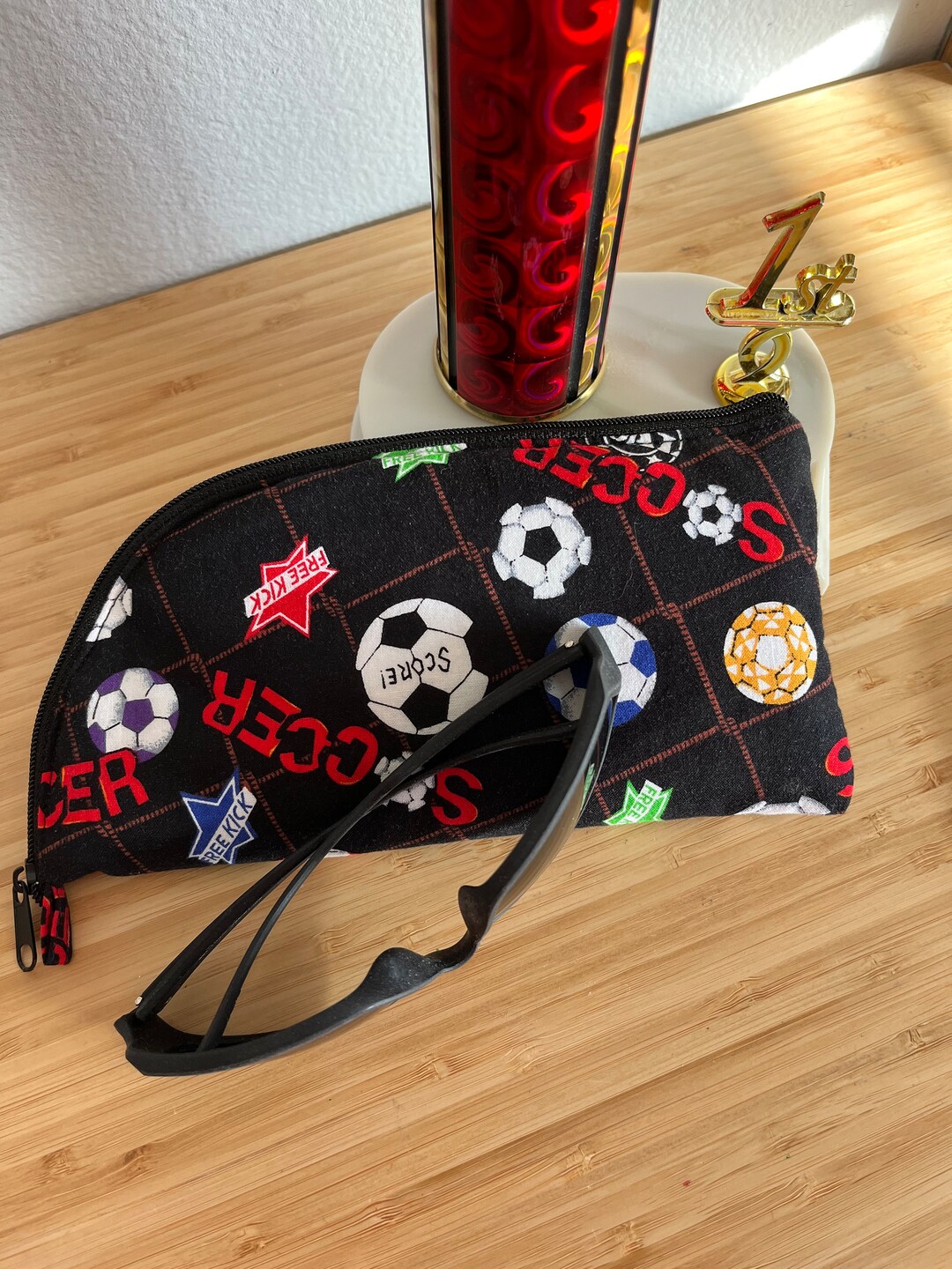 Sunglasses Fabric Case Soft Eyeglass Case Sunglass Pouch Soccer Lover ...