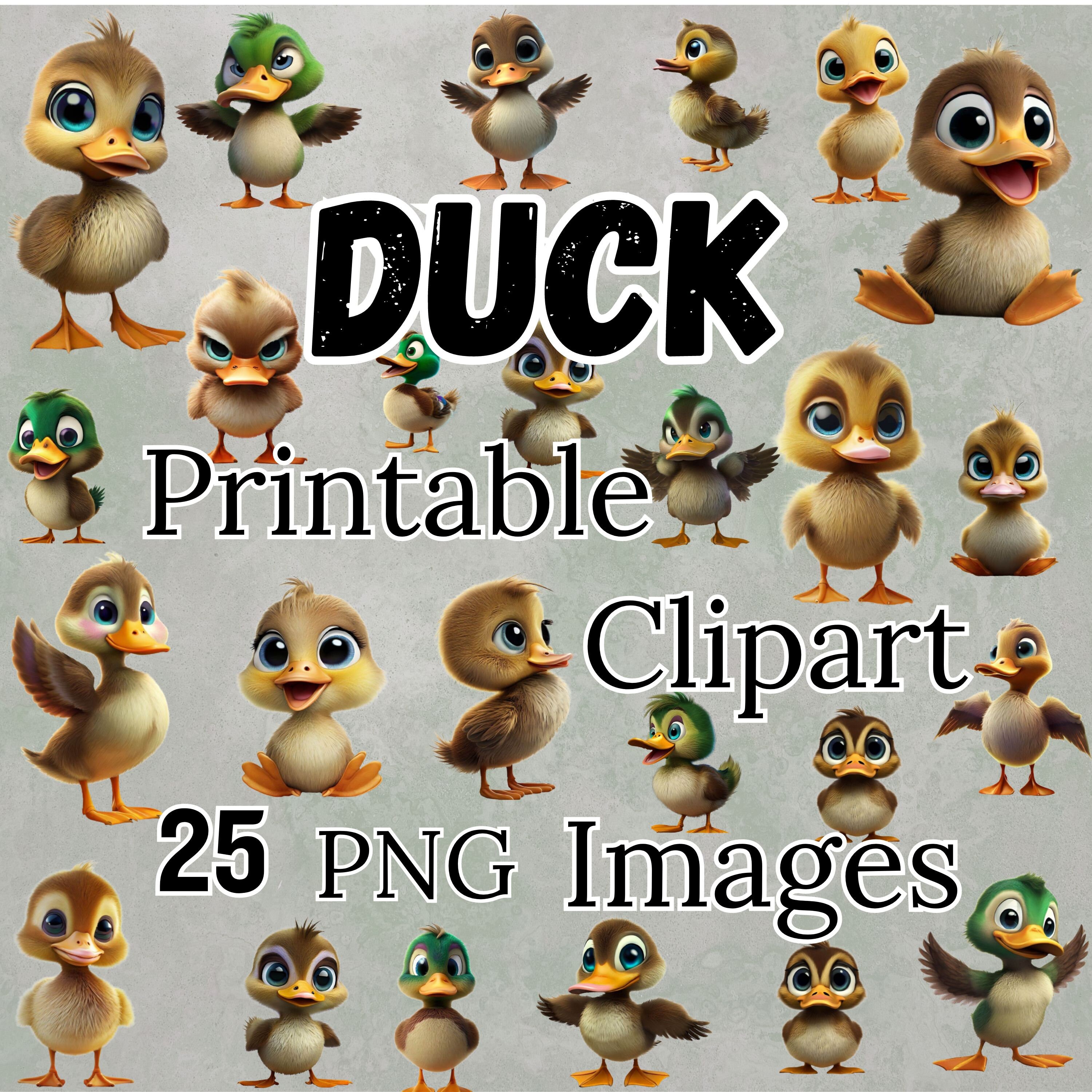 Cute PNG Ducks Clipart Instant Digital Printable Download File Bundle ...