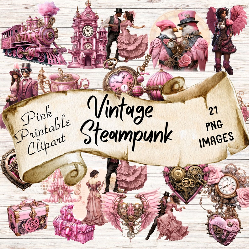 Vintage Steampunk Clip Art PNG Instant Download Printable Bundle - Etsy
