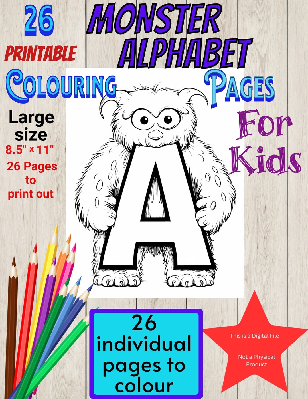Monster Alphabet Colouring Pages for Kids, 26 Fun Pages to Color in ...