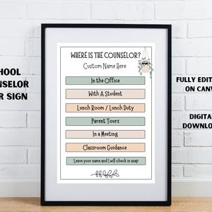 Where is the Counselor Door Sign | Editable Door Sign for School ...