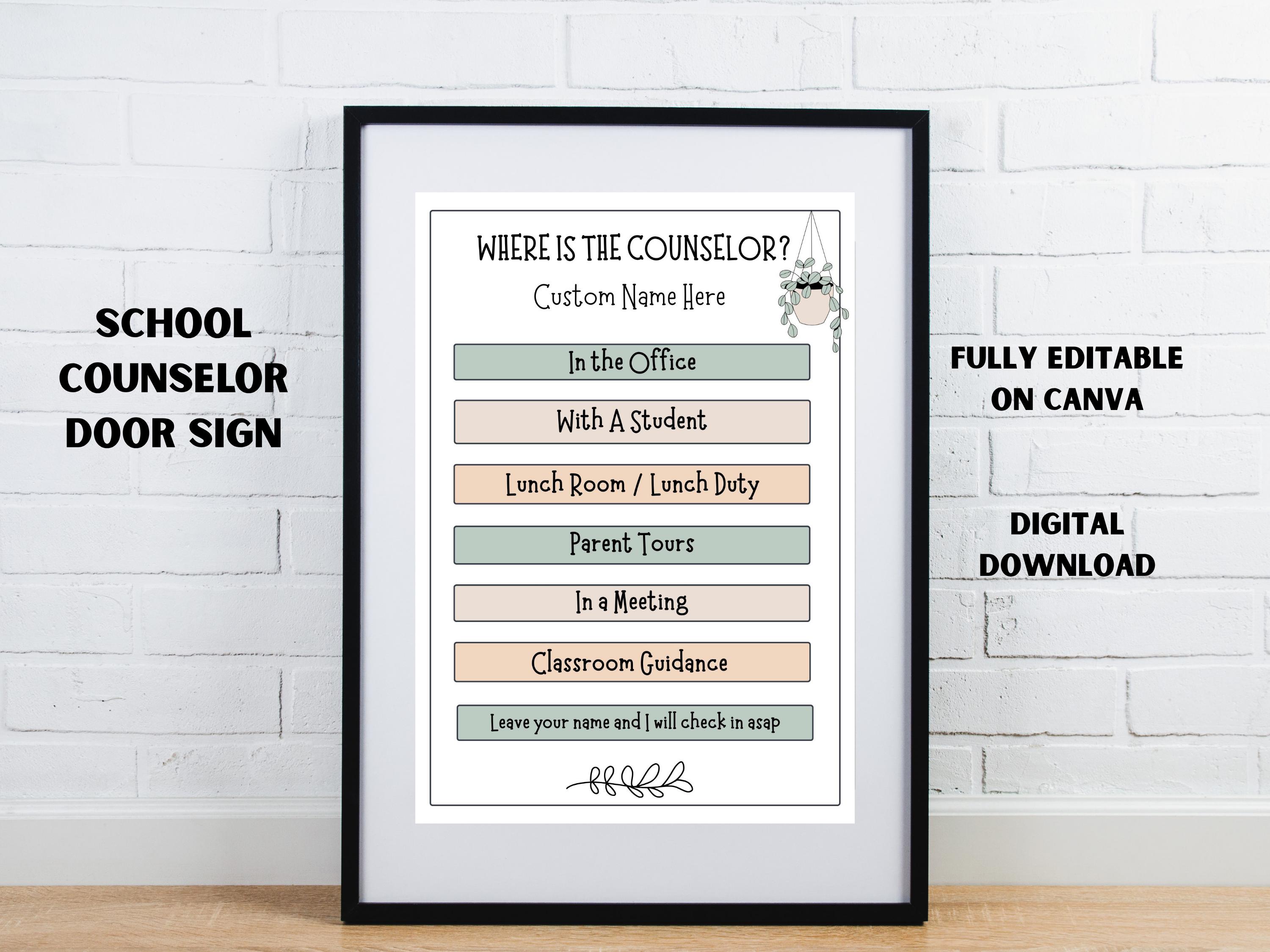 Where is the Counselor Door Sign | Editable Door Sign for School ...