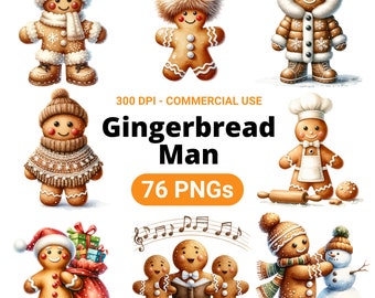 Ginger Breadman Clipart Bundle, Gingerbread Cuteness, Gingerbread ...