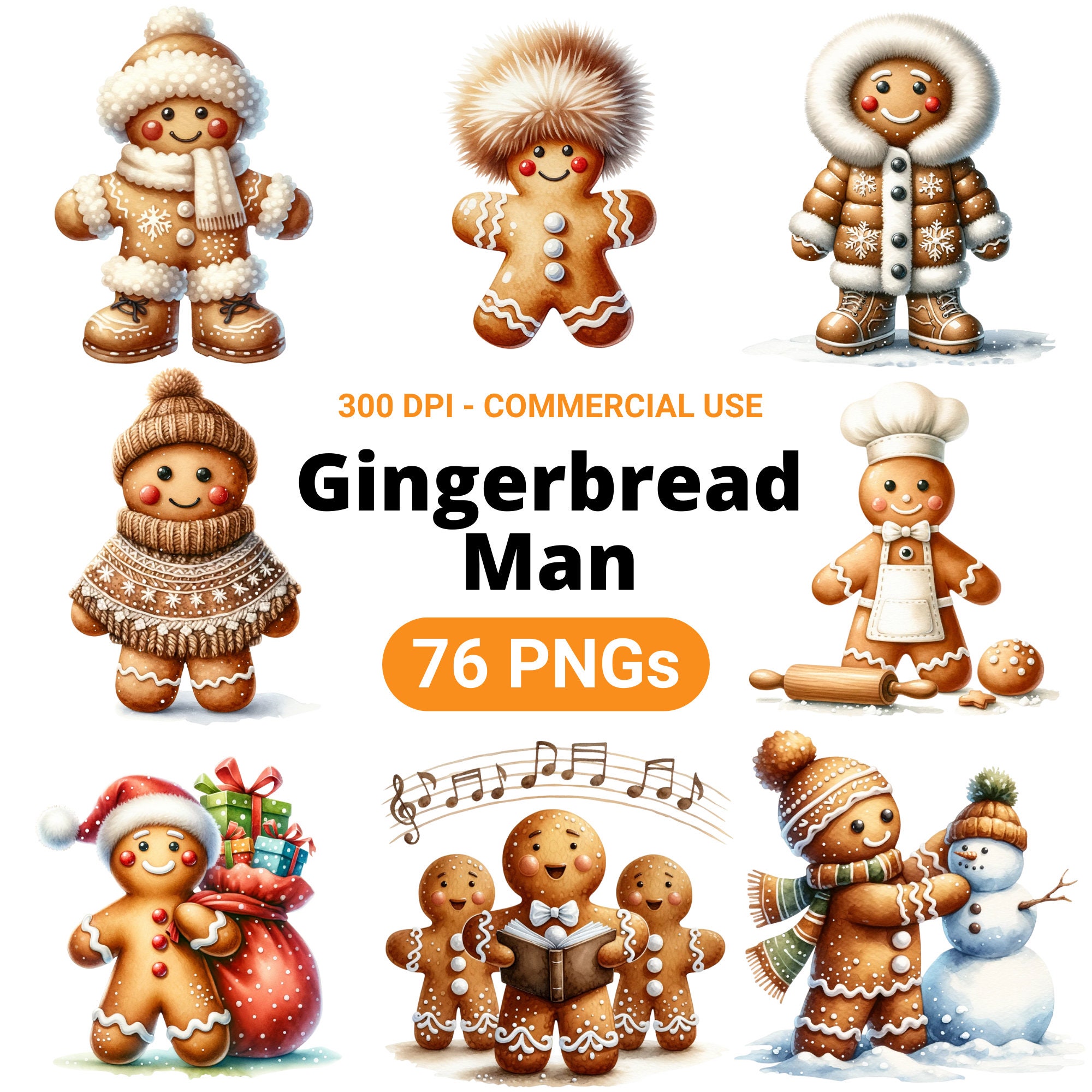 Ginger Breadman Clipart Bundle, Gingerbread Cuteness, Gingerbread ...