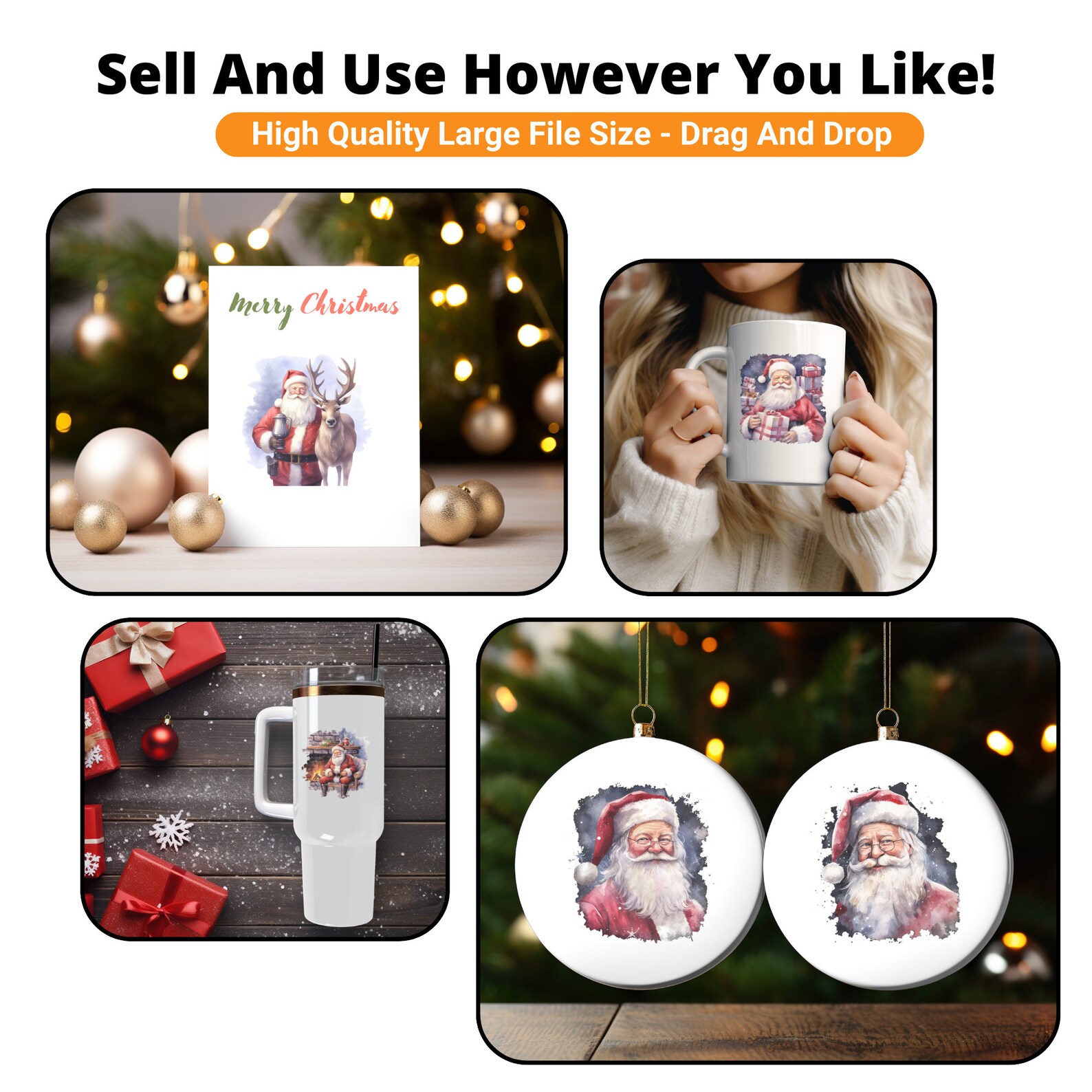 Traditional Santa Claus Clipart Bundle, Santa Claus Cuteness, Santa ...