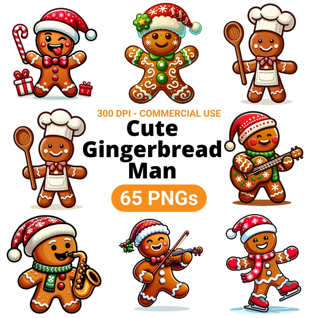 Ginger Breadman Clipart Bundle, Gingerbreadman PNG, Gingerbread People ...